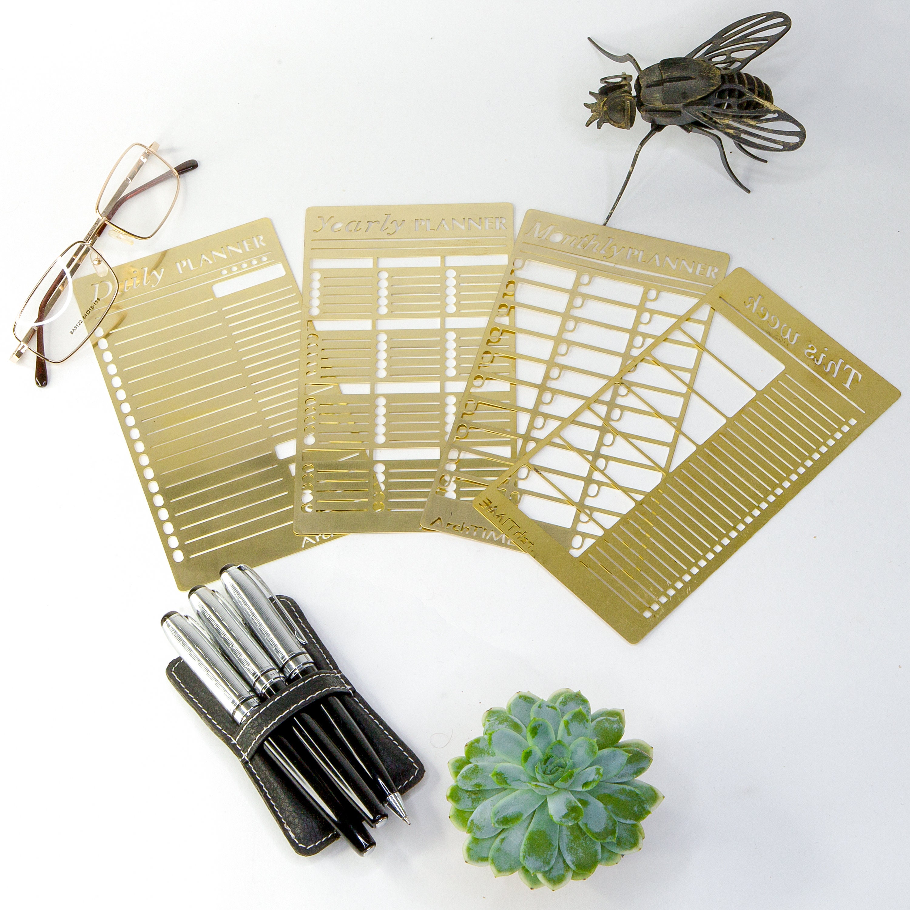 Planner Stencil, Bullet journal stencil,Set of 4 metal STENCILS, Yearly ...