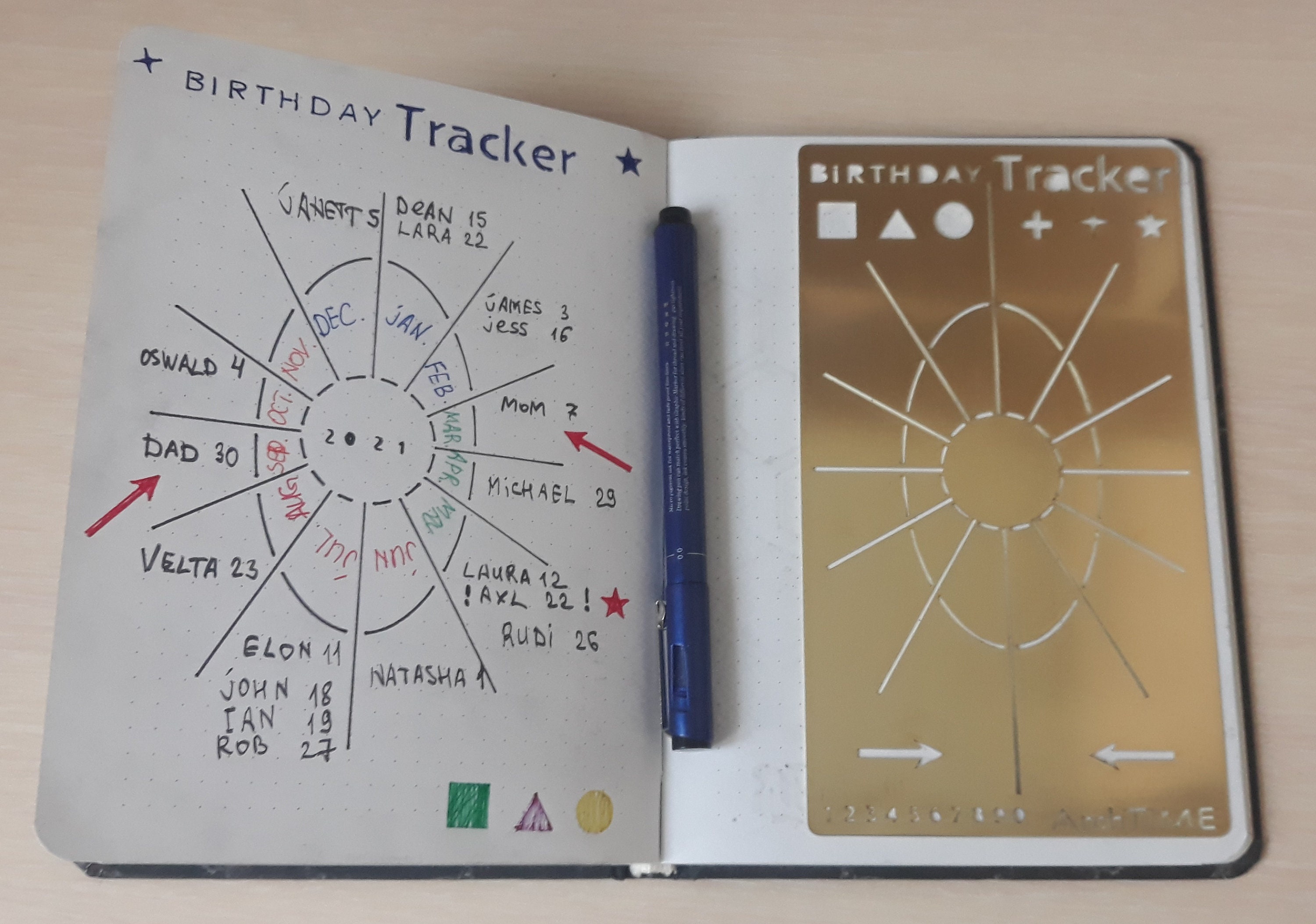 Bullet Journal Stencil, Planner Stencil, Birthday Stencil, Birthday ...