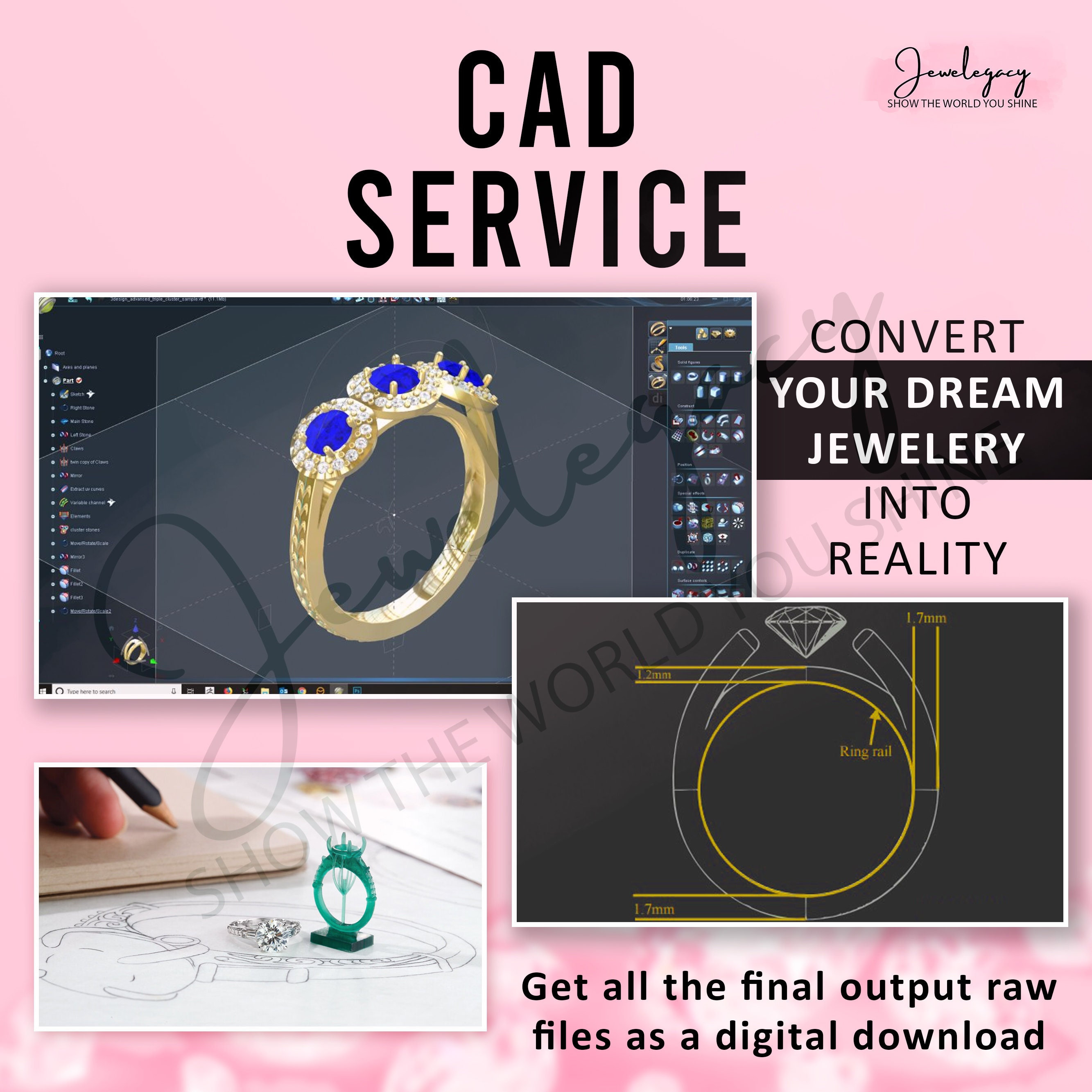 CAD Mock up 3D Jewelry Design Model for Your Own Dream Jewelry Fully ...