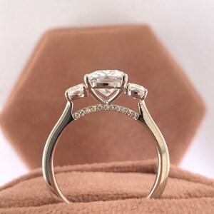 White Cushion Cut Cz 3 Stone Ring | Three Stone Ring | Three Stone Cz ...