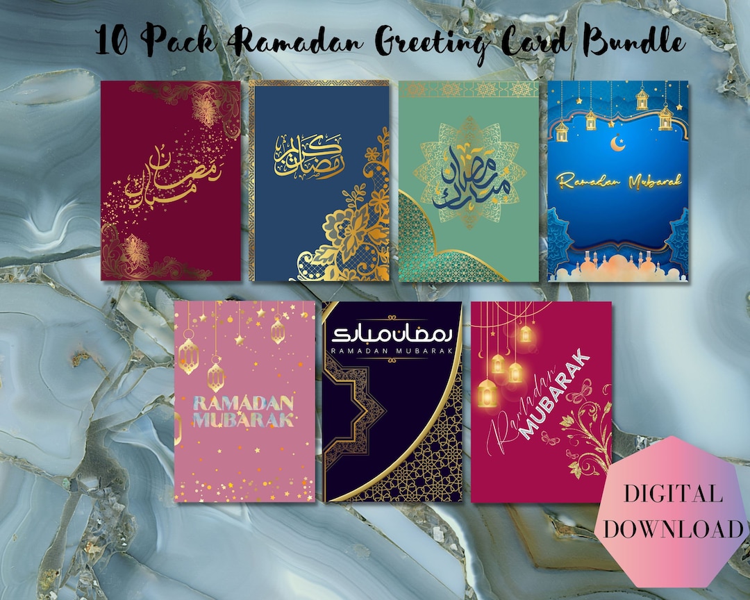 Ramadan Greeting Card Set, Islamic Greetings, Ramadan Mubarak Card ...