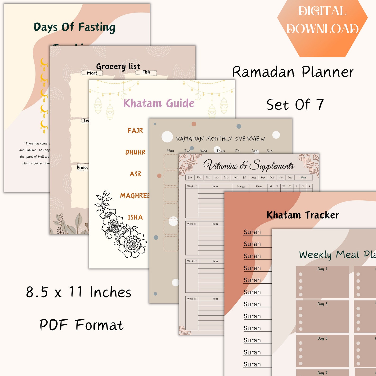Ramadan Planner/meal Planner/2024/ramadan Mubarak/khatam Guide/surah ...