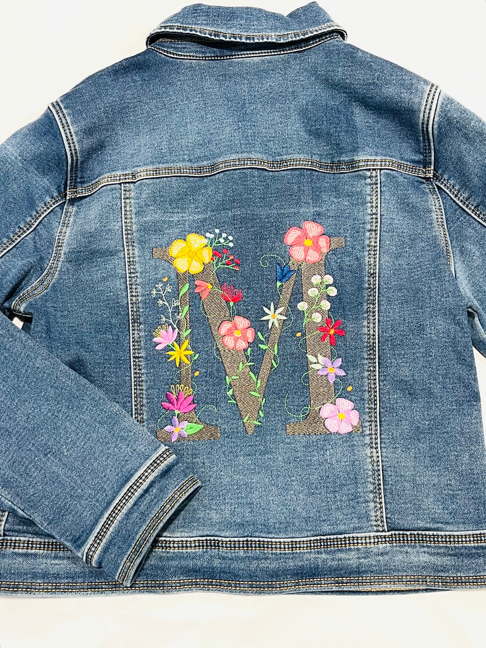 Personalized Denim Jacket for Kids, Monogram Denim Jacket, Floral ...
