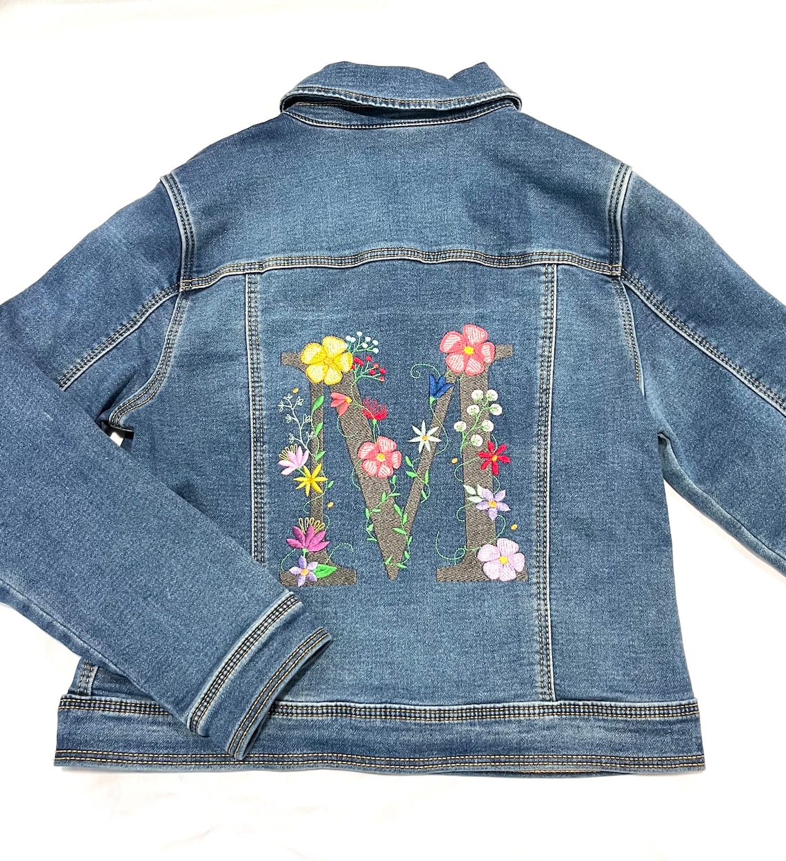 Personalized Denim Jacket for Kids, Monogram Denim Jacket, Floral ...