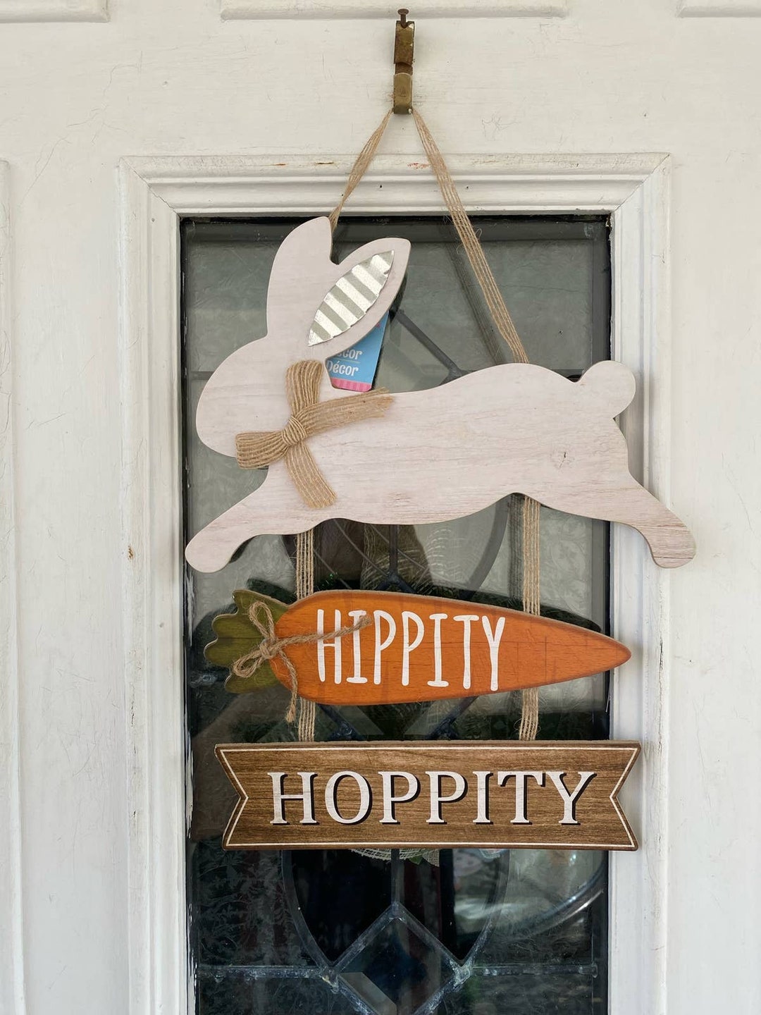 Hippity Hoppity Bunny Rabbit Sign, Carrot Hanging Wall Art, Spring Door ...