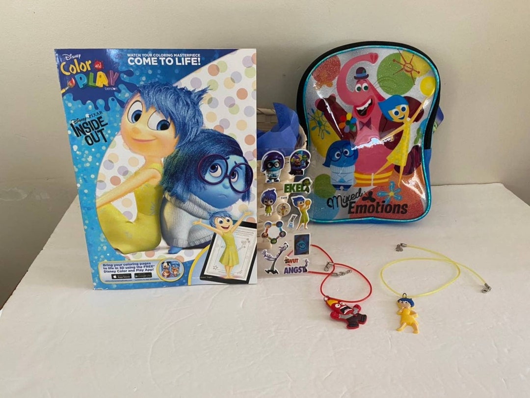 Disney Inside Out Gift Basket Set Backpack Books Necklaces Stickers ...