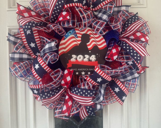 Trump Wreath, President 2024 Election Decor, Patriotic USA American ...