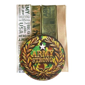 Army Wreath Kit Sign and Ribbon Bundle | Army Strong Camo Military ...