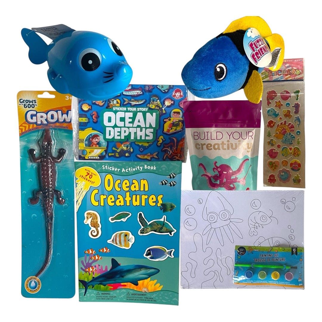Ocean Theme Kids Activity Bundle | Plush Toys, Books, Stickers & Crafts ...
