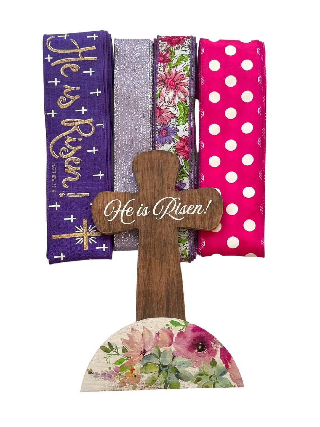 He is Risen Cross Easter Sign & Ribbon Bundle Set, DIY Spring Wreath ...