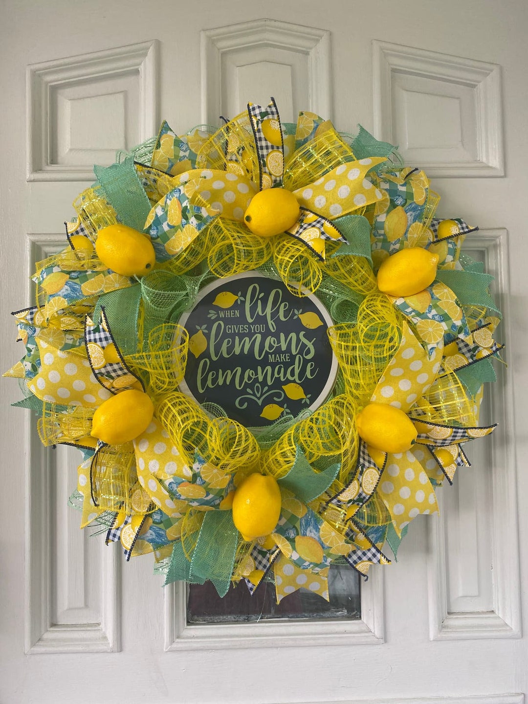 Lemon Deco Mesh Wreath, Fake Lemons, Artificial Lemons, When Life Gives ...