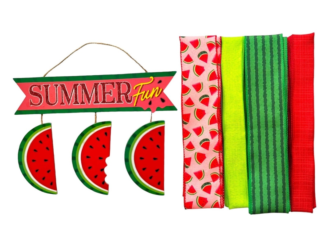 Summer Fun Watermelon Ribbon & Sign Bundle, Wreath Making Supply Kit ...