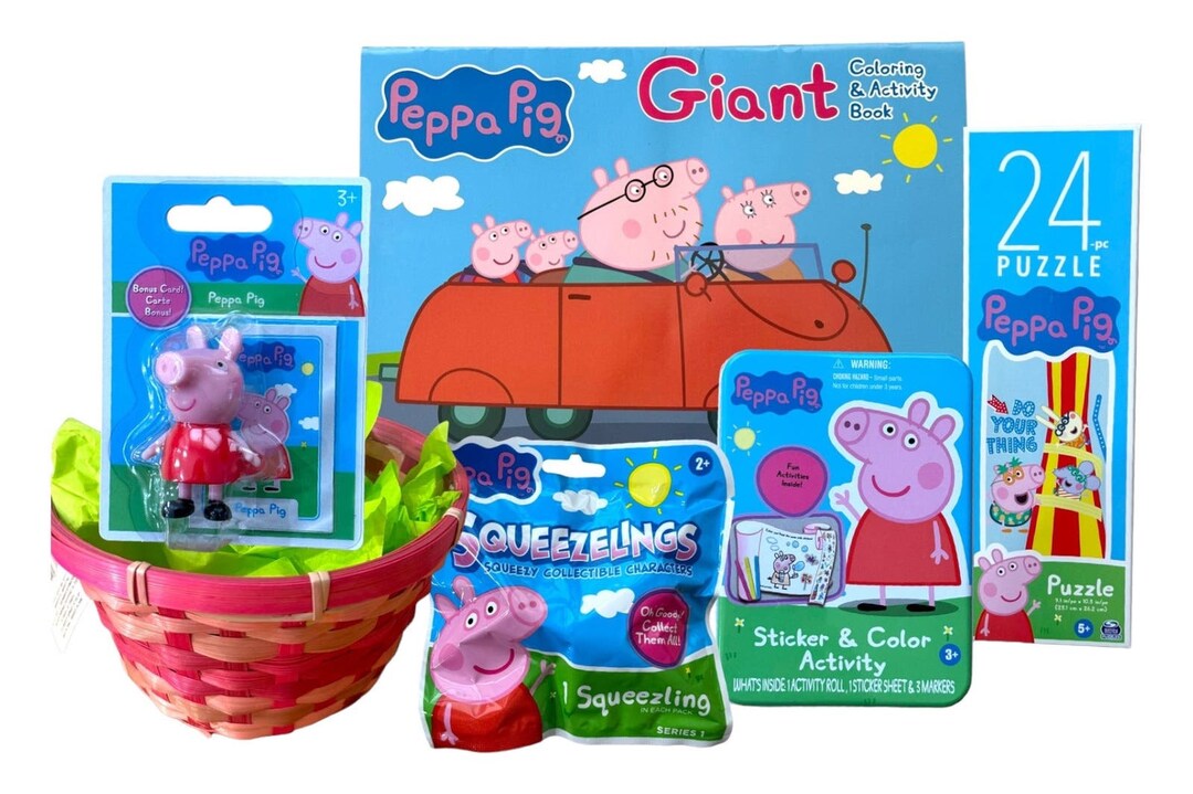Peppa Pig Prefilled Gift Basket, Figurine, Coloring Book, Activity Kit ...