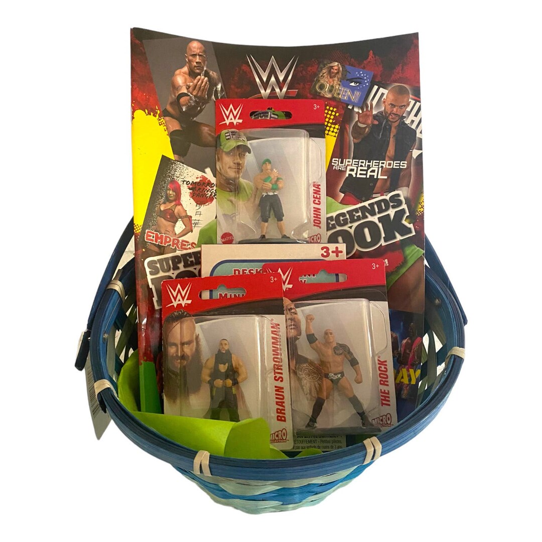 WWE Wrestling Easter Basket Legends John Cena the Rock Braun Strowman ...