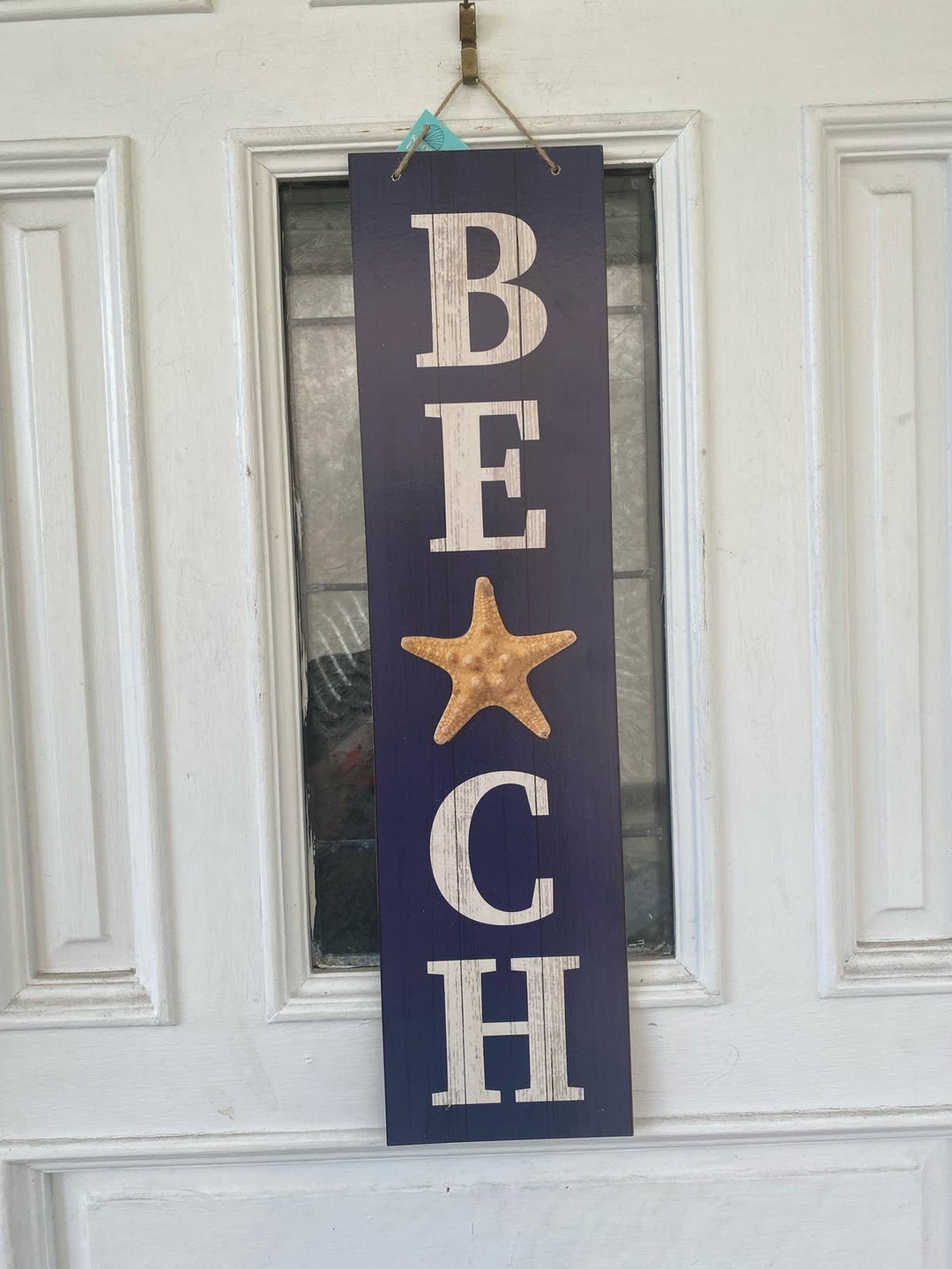 Beach Starfish Seashell Summer Sign Wall Decor Front Door Hanger, Beach ...
