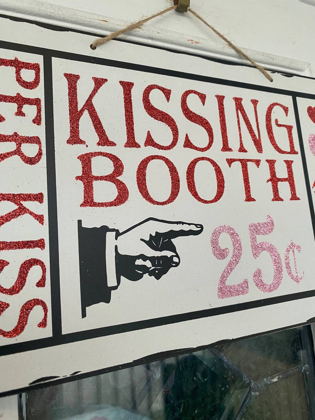 25 Cents per Kiss Kissing Booth Wooden Wall Sign, Valentines Day Door ...