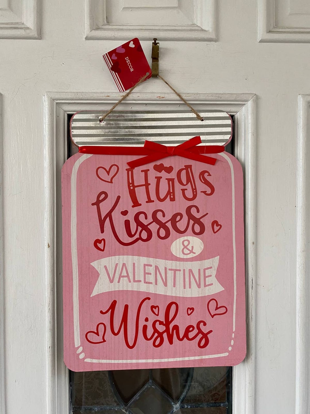 Hugs Kisses Valentine Wishes Sign, Valentines Day Sign, Wood Mason Jar ...