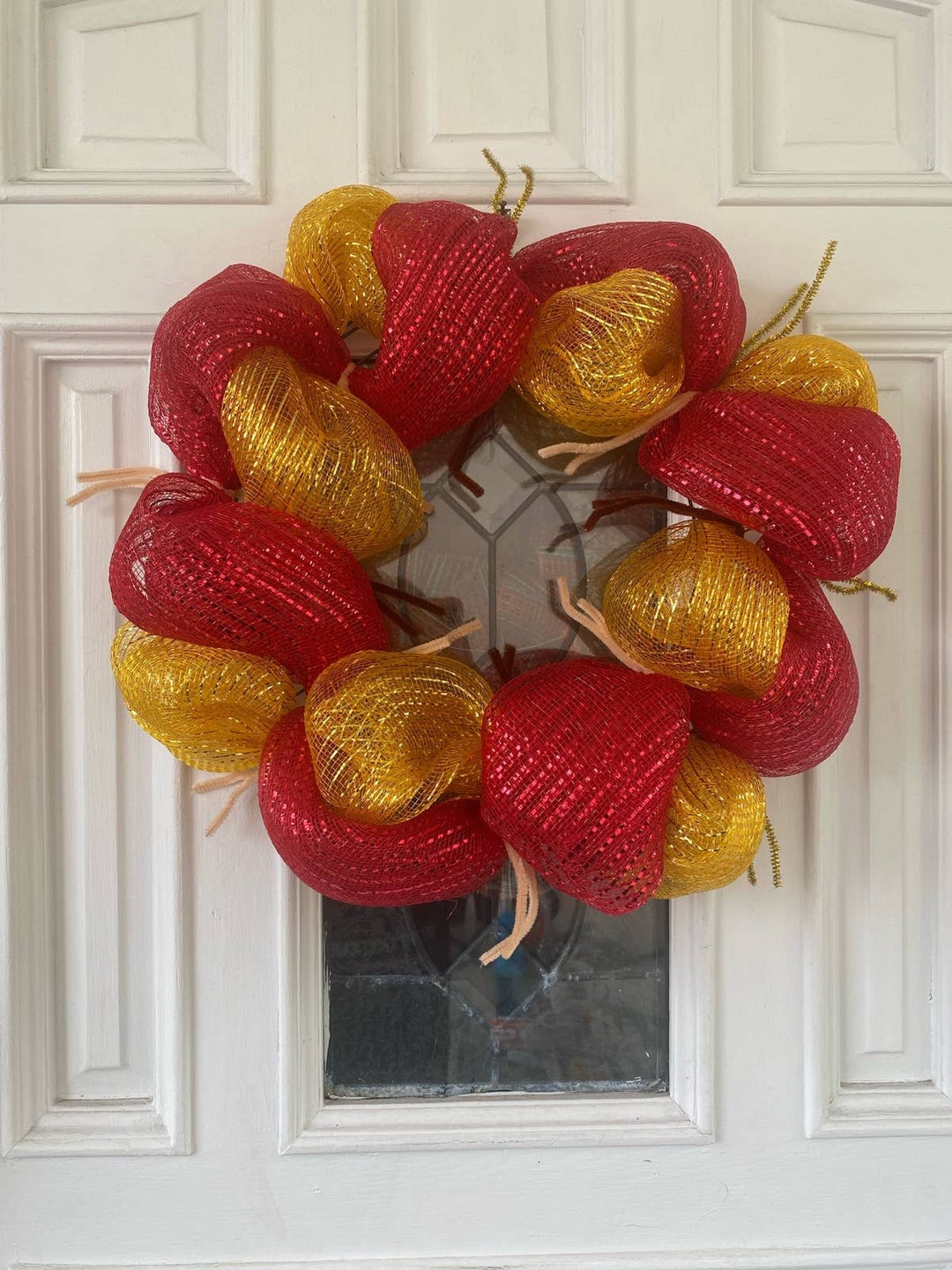 21 Poof Mesh Wreath Base DIY Fall Wreath Gold and Red - Etsy