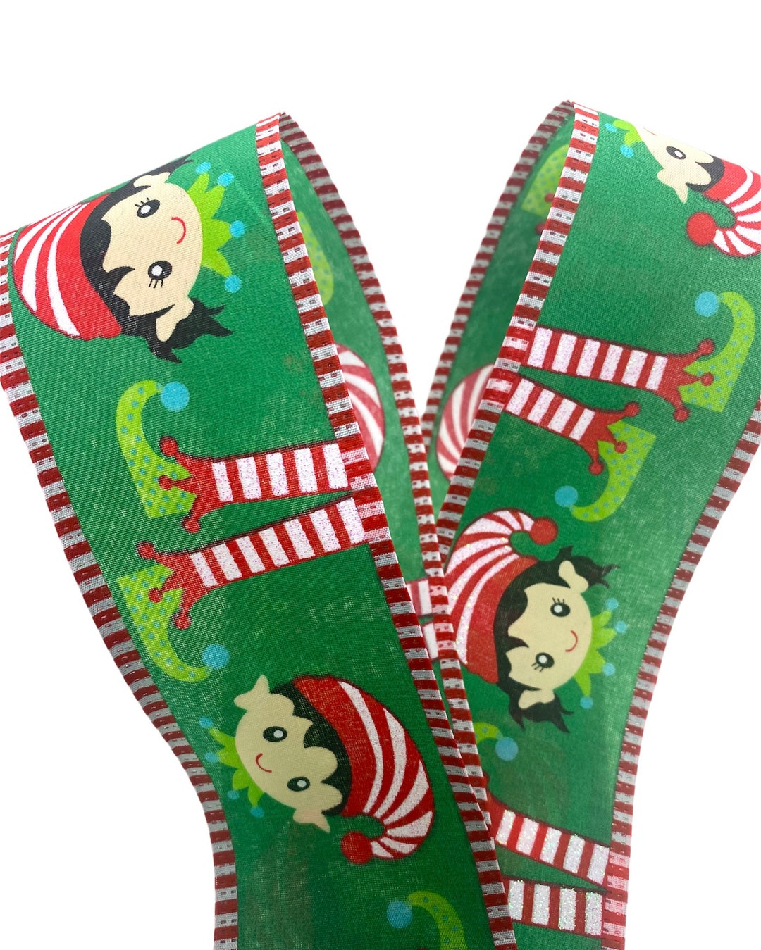 2.5 Christmas Elf Ribbon, Boy & Girl Elf Ribbon, Bow Ribbon, Mesh ...