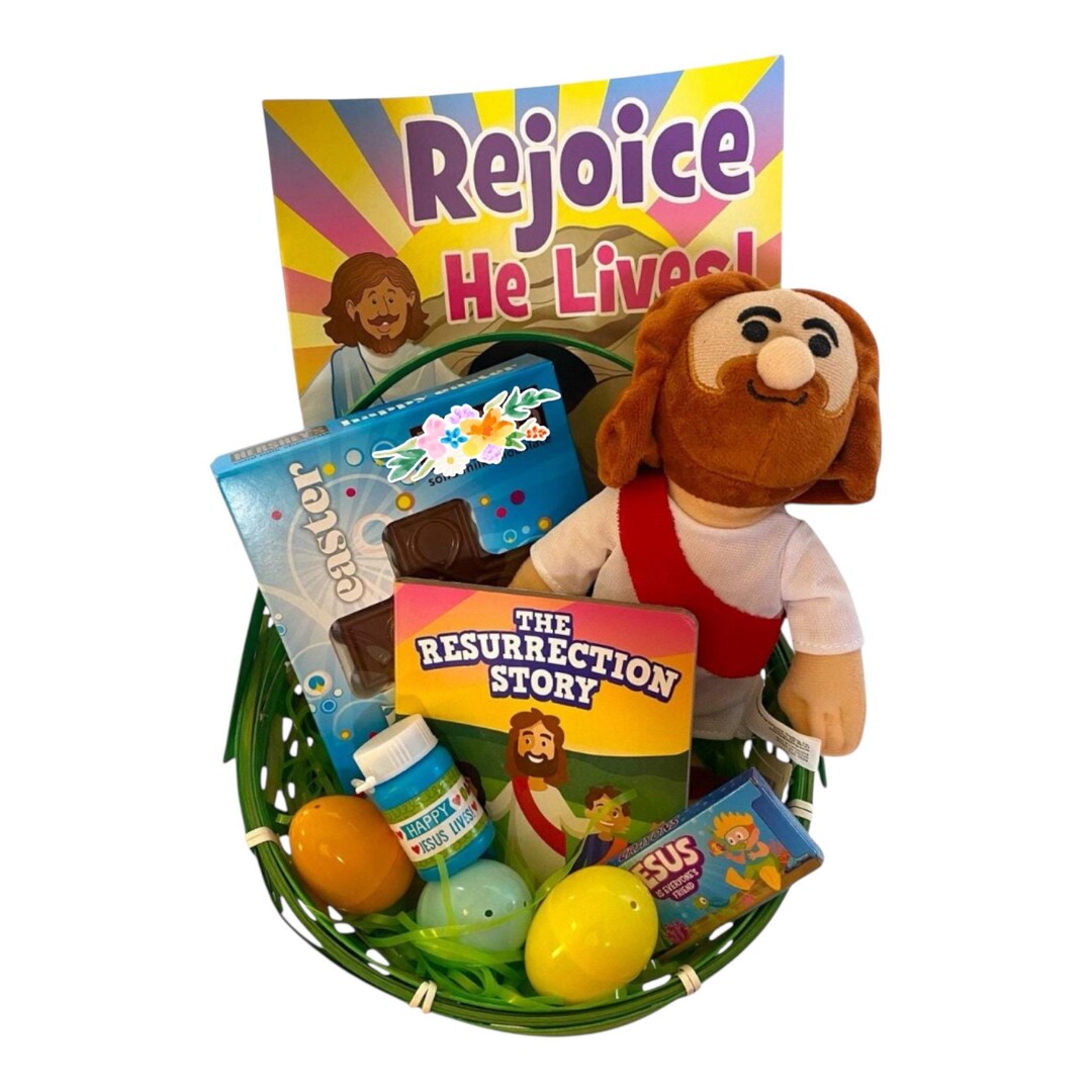 Religious Easter Basket for Kids – He Lives Theme | Jesus Plush ...