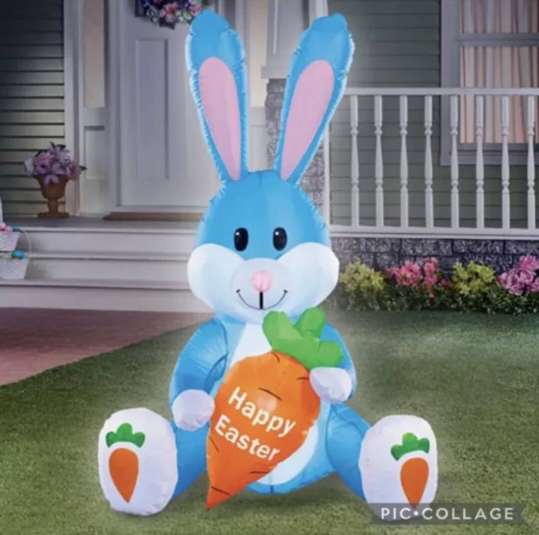 4 Light up Lighted Inflatable Blow up Happy Easter Bunny Rabbit Carrot ...