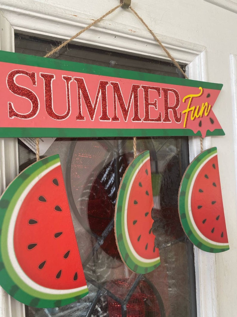 Summer Fun Watermelon Wreath Sign Hanging Wooden Sign Door - Etsy