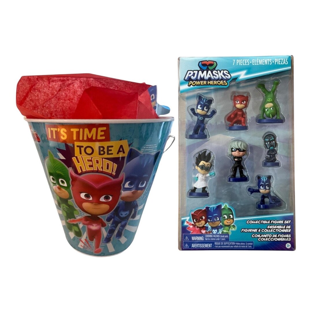 PJ Masks Easter Basket for Kids – 7pc Collectible Figure Set & Metal ...