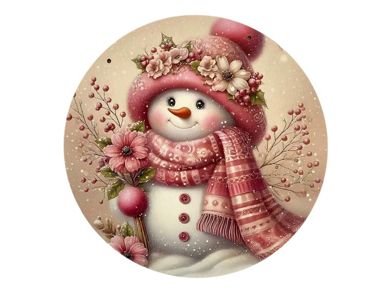 Blush Pink & Gold Snowman Wreath Kit | Elegant Winter Sign and Ribbon ...