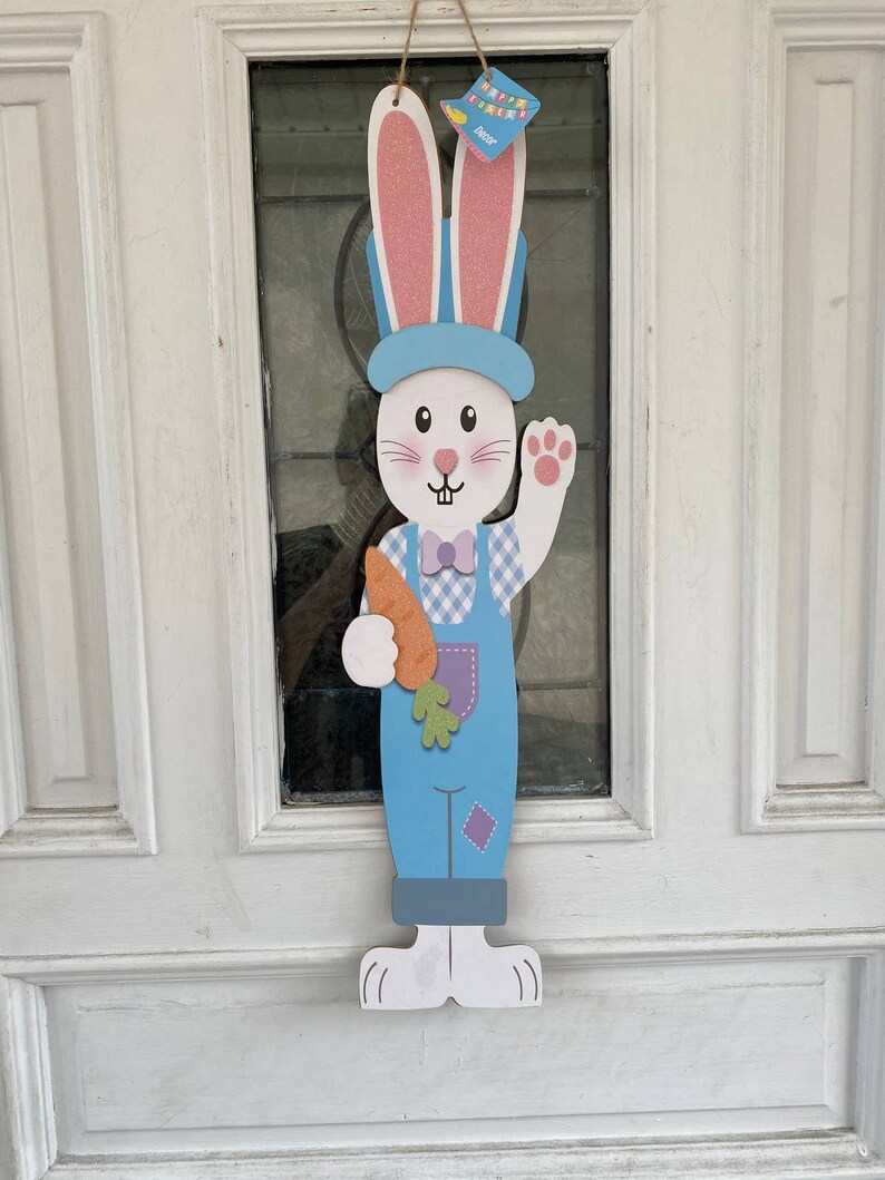 Boy and Girl Easter Bunny Rabbit Couple Hanging Wall Door - Etsy