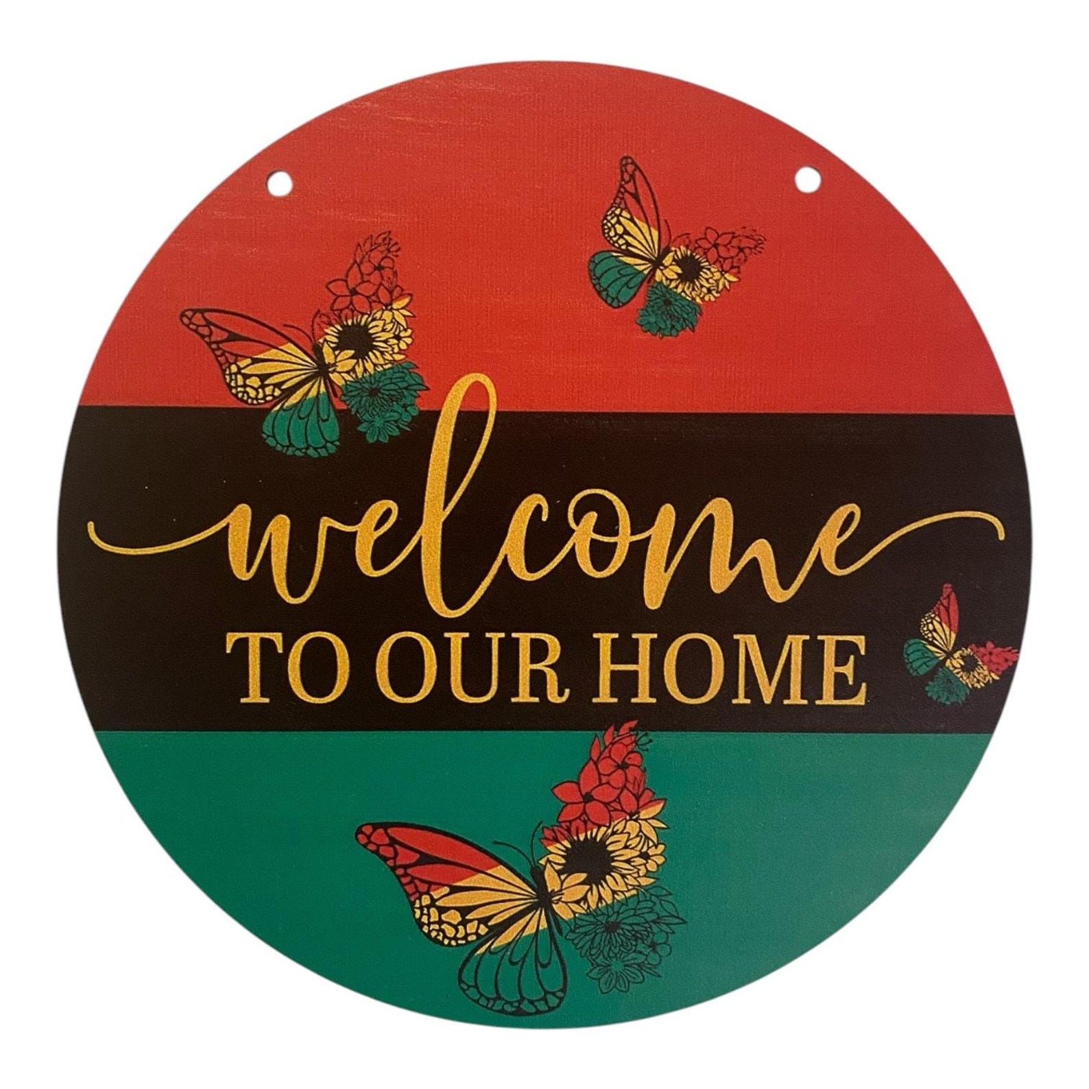 Juneteenth Wreath Kit – Butterfly Welcome Sign & 4 Wired Ribbons (3 ...
