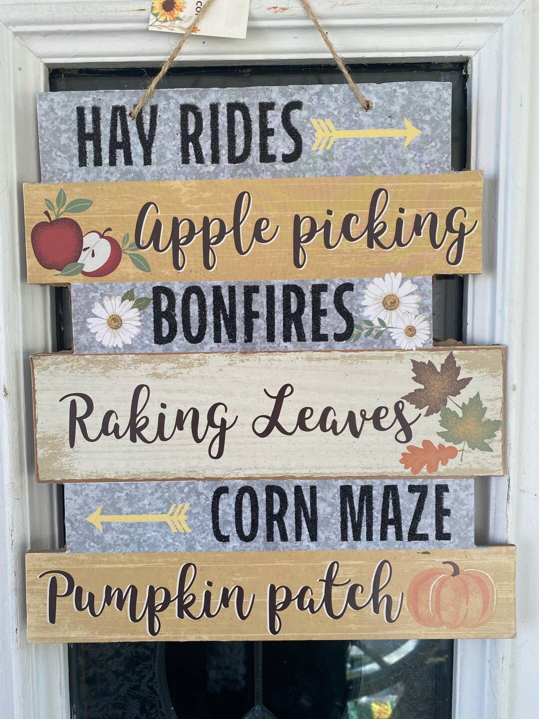 Hayrides Corn Maze Bonfires Autumn Fall Sentiment Wooden Sign Farmhouse ...
