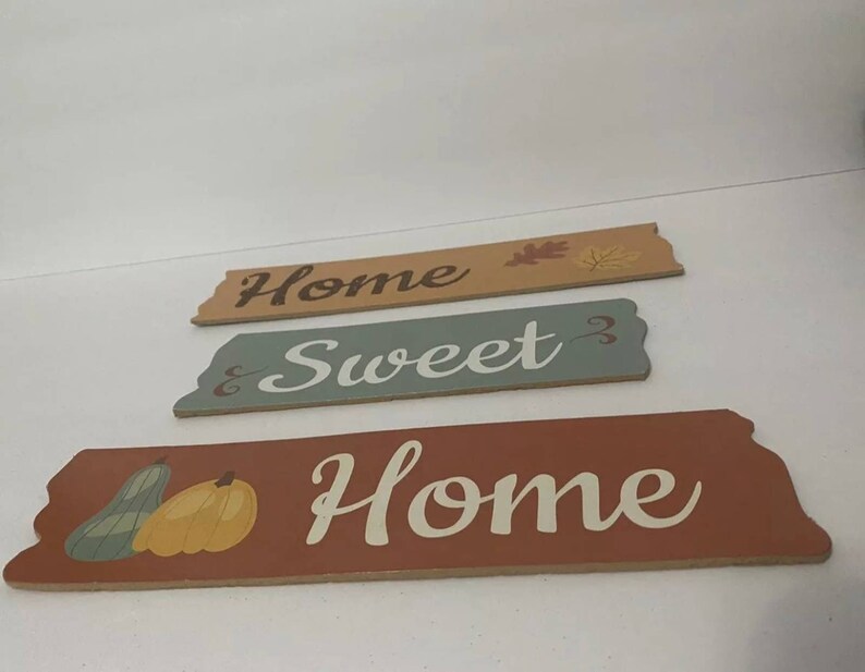 3PC Fall Thanksgiving Home Sweet Home Pumpkin Leaves Wreath Door Sign ...