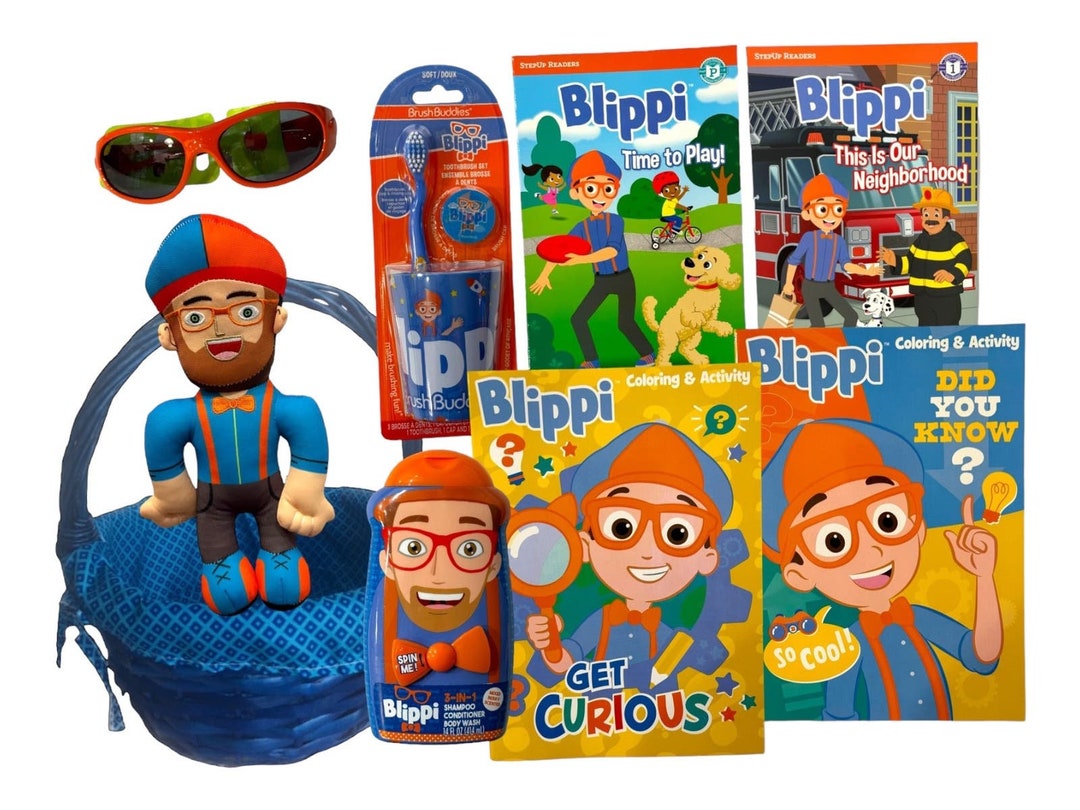 Prefilled Blippi Easter Basket, Plush Doll Glasses Coloring Activity ...