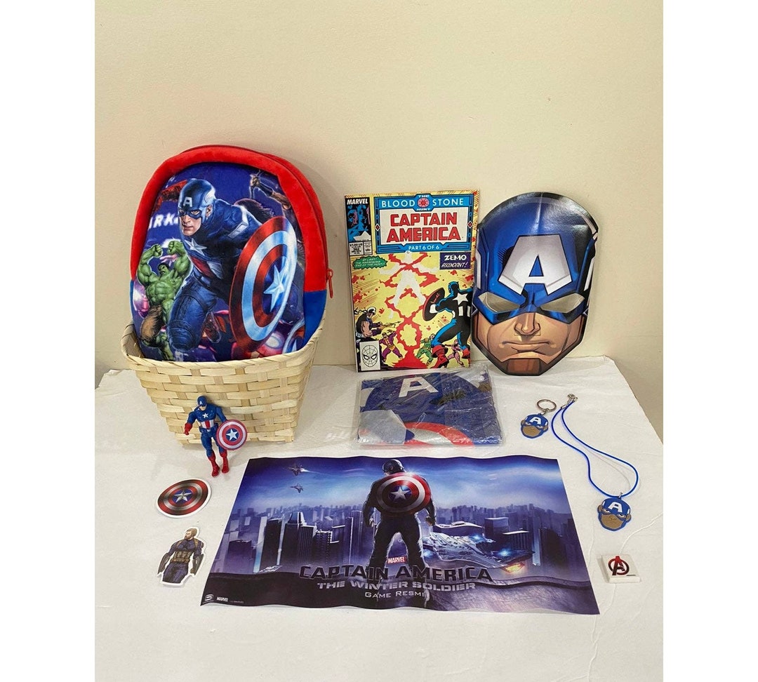 Marvel Avengers Easter Basket, Captain America Action Figure Gift ...