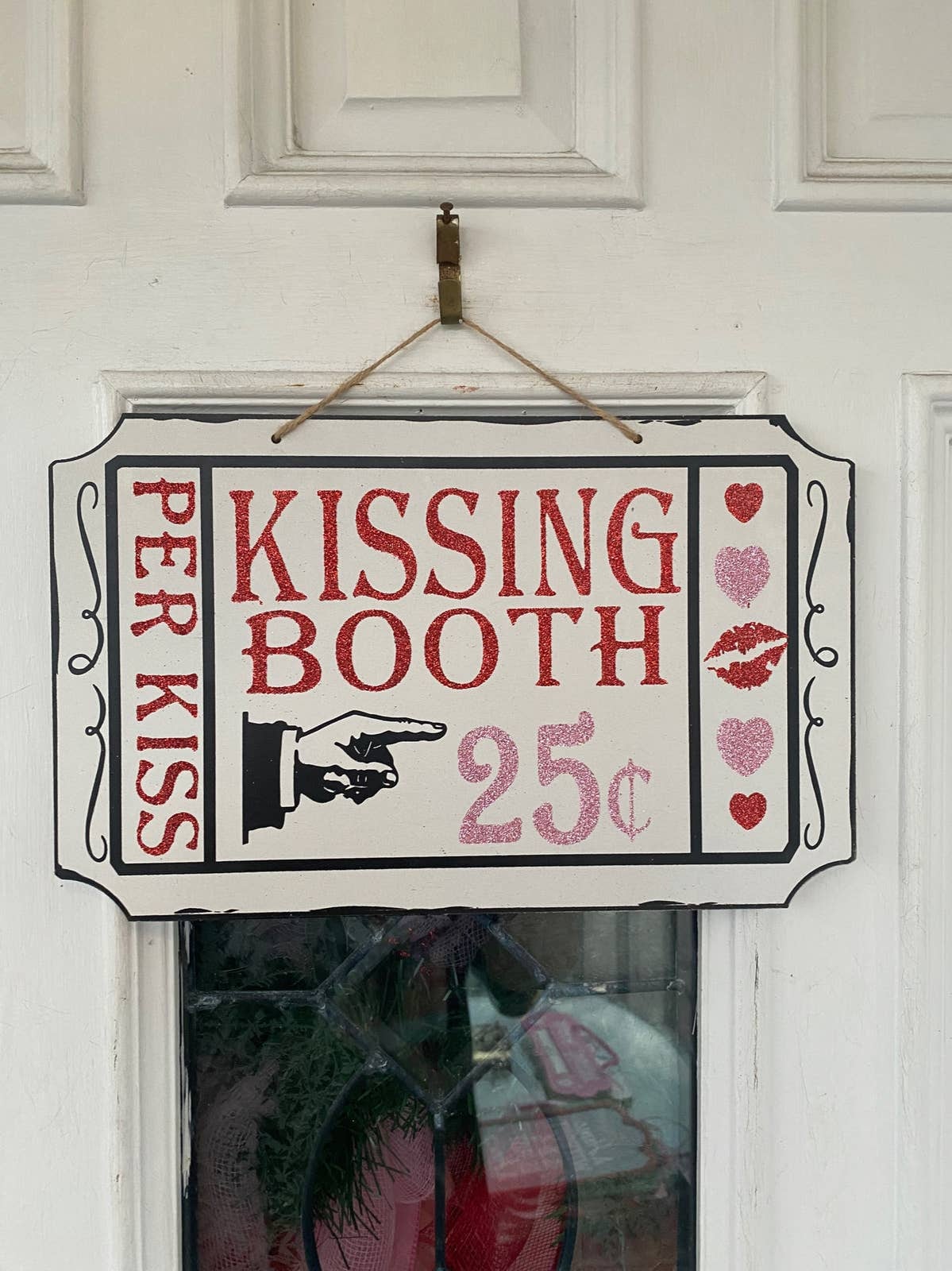 25 Cents per Kiss Kissing Booth Wooden Wall Sign, Valentines Day Door ...