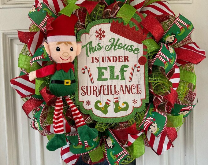 Handmade "merry Christmas" Santa's Elf Wreath, Christmas Wreath ...