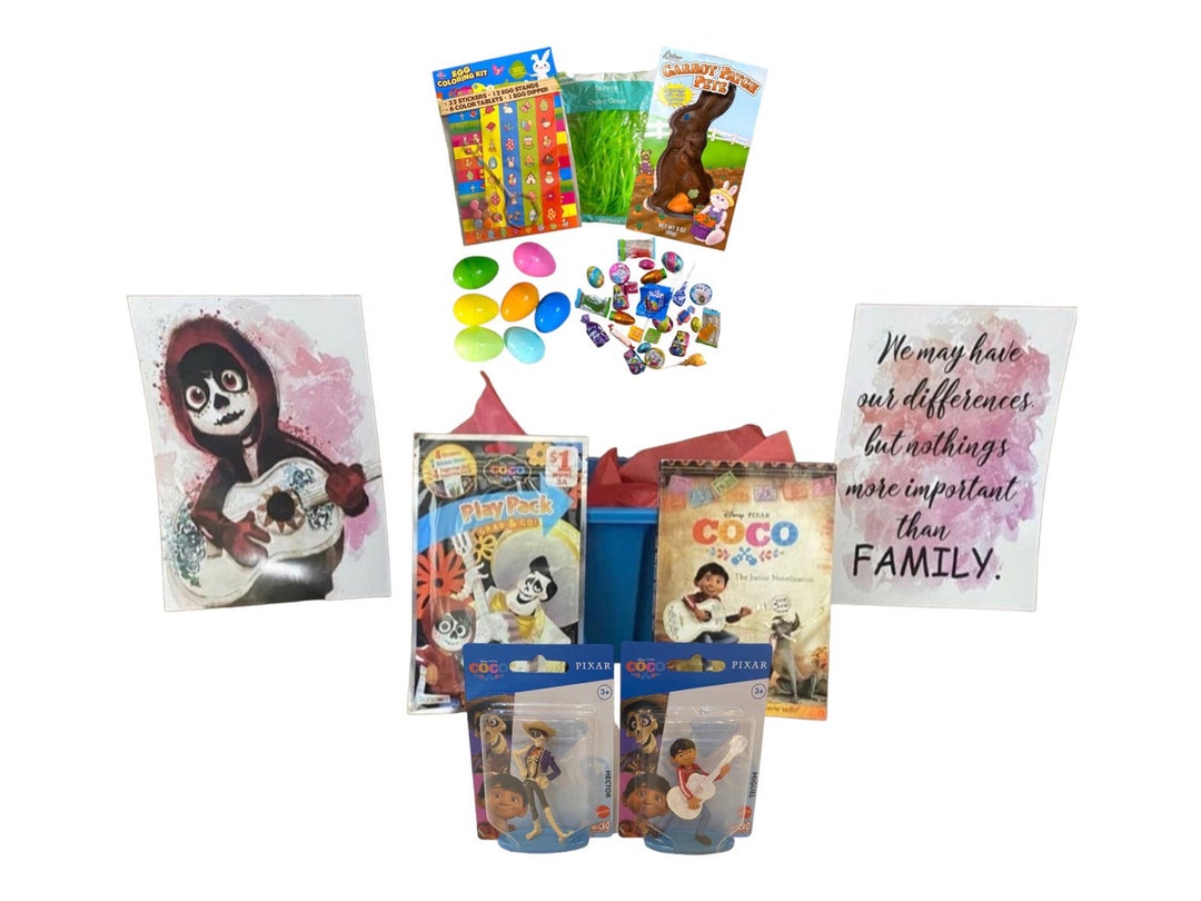 Coco Easter Basket Goft Set, Posters, Coloring Book, Crayons, Stickers ...
