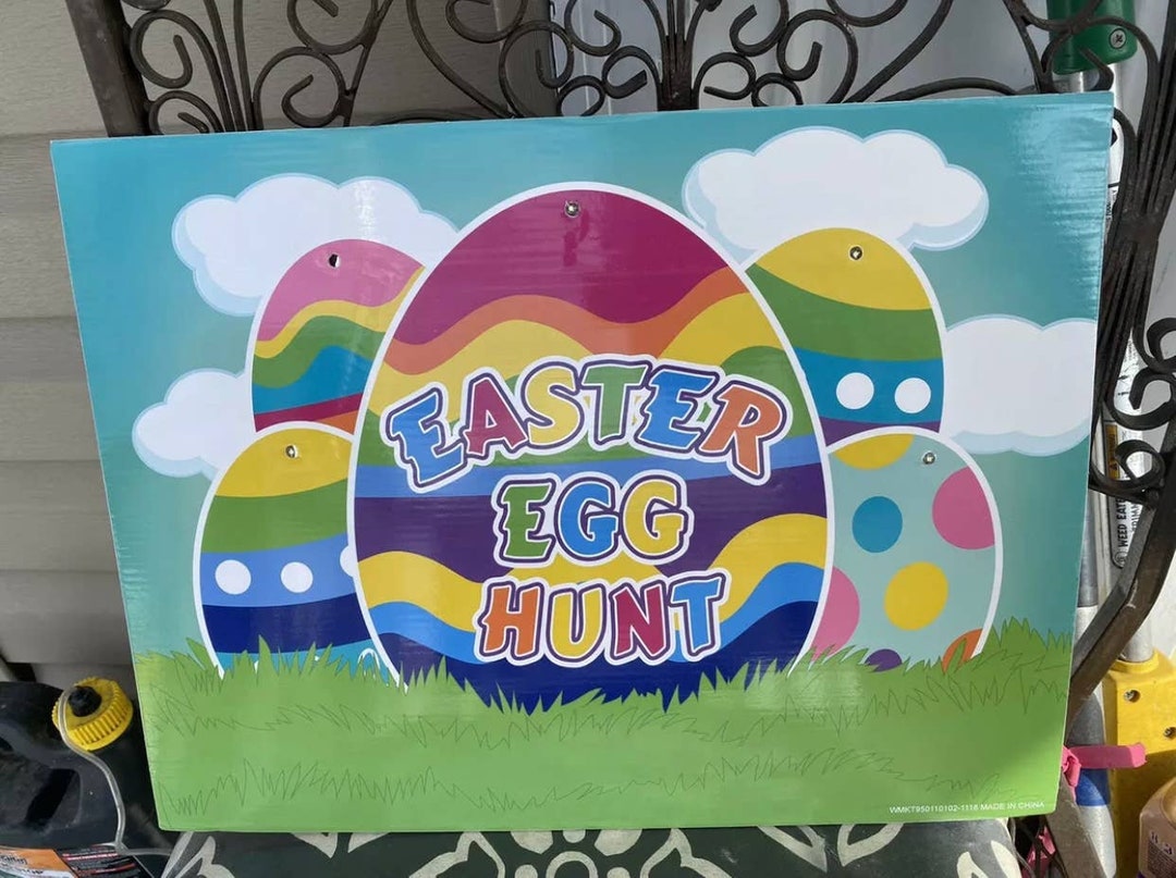 Lighted Easter Egg Sign, Light up LED Happy Easter Egg Hunt Yard Stake ...