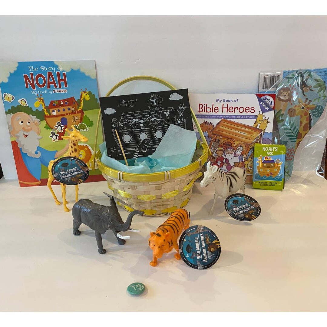 Noah’s Ark Bible Story Gift Basket | Christian Activity Set for Kids ...
