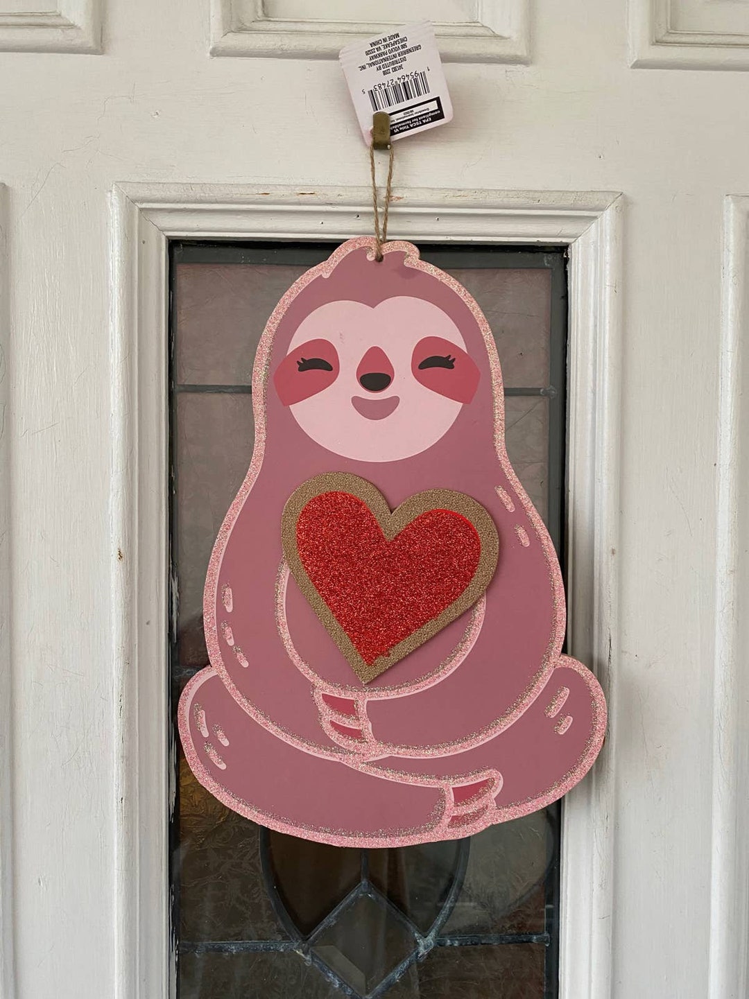 Personalized Sloth Heart Sign, Sloth Valentines Day Sign, Door Hanger ...