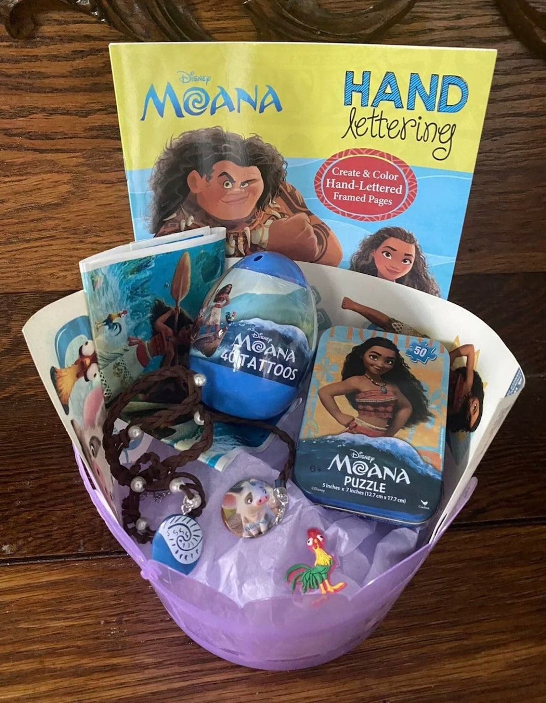 Moana Easter Basket Gift Set Wall Decals Necklace Puzzle Activity Book Treat Bag - Etsy