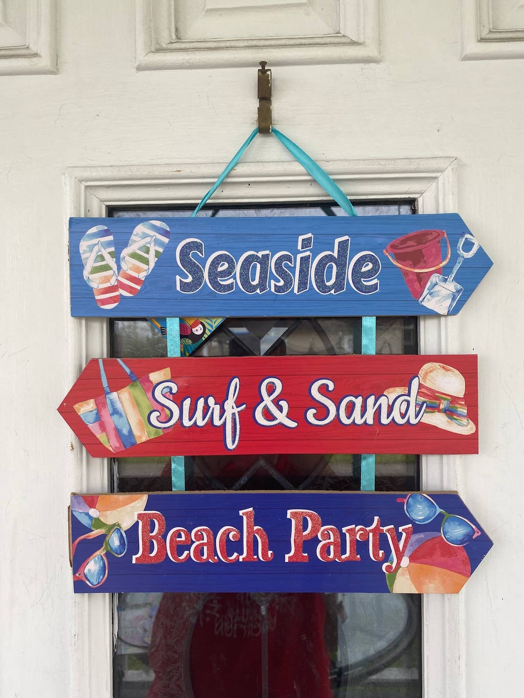 Beach Sign, Coastal Wreath Sign, Surf and Sand Sign, Seaside Sign ...