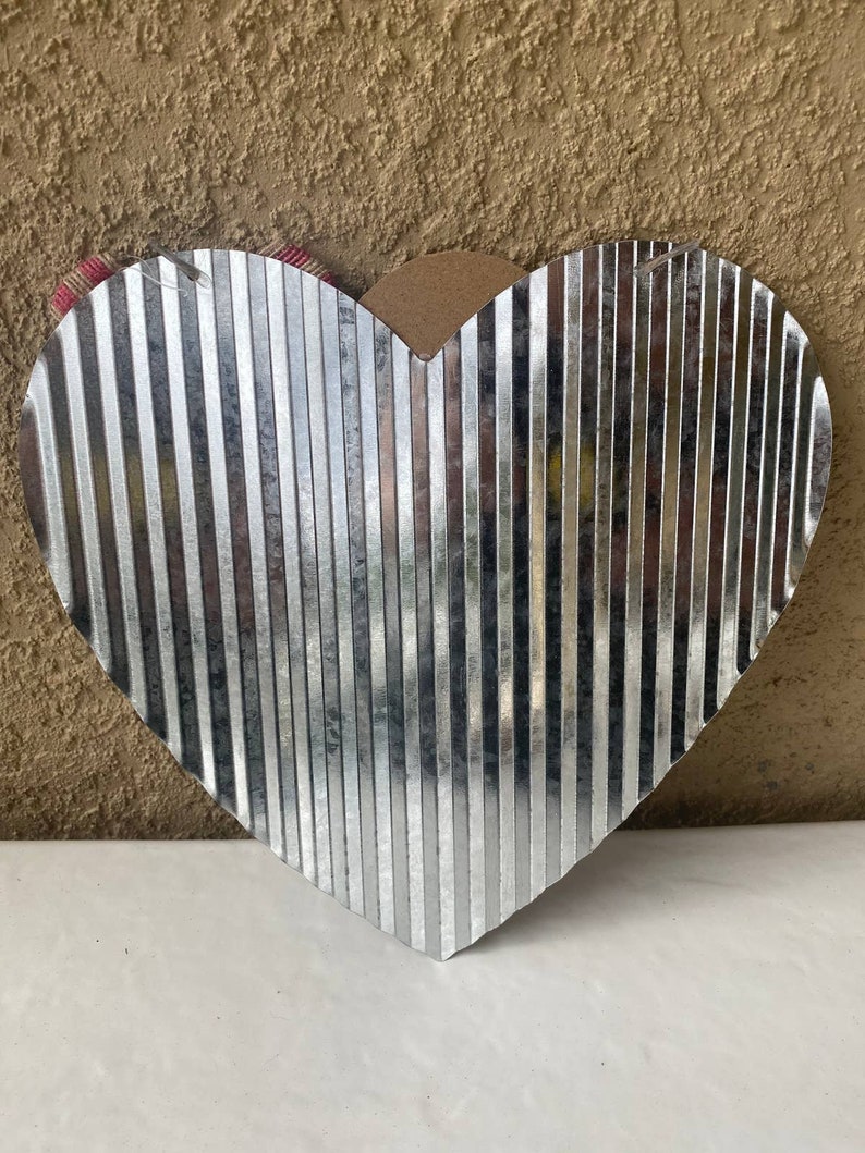 10” Heart Sign, Galvanized Metal Heart Wreath Sign, Gnome Sign ...