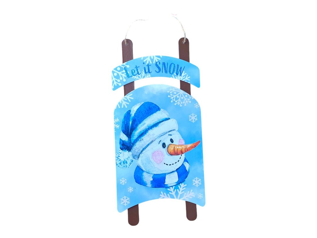 16 Let It Snow Snowman Sled Christmas Winter Sign Wall Decor Door ...