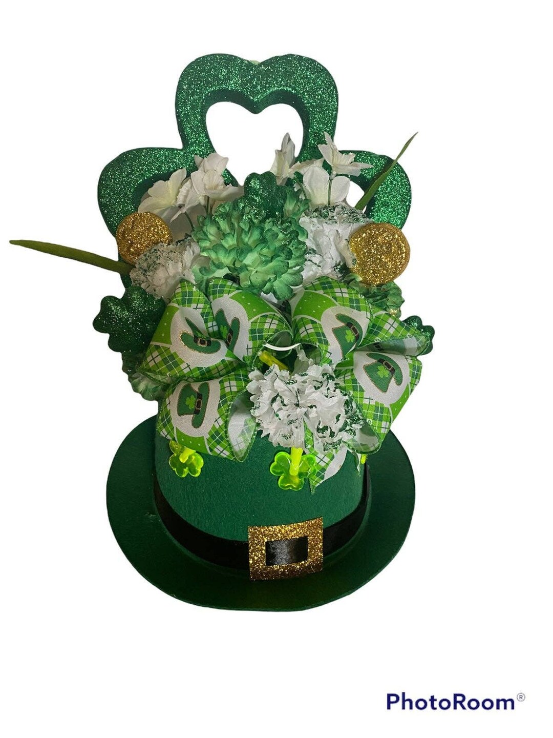 Prelit Leprechaun Hat Centerpiece, Lighted Shamrock Decor, 10 LED ...