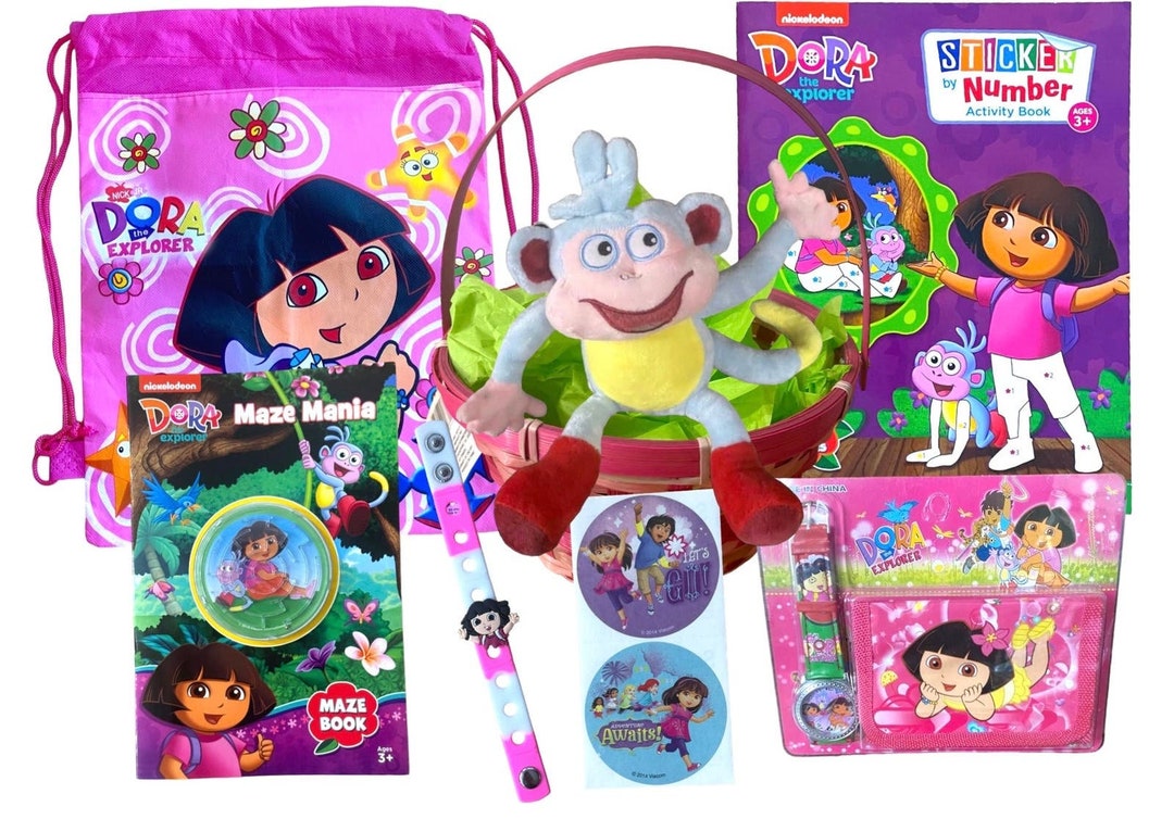 Dora the Explorer Girls Easter Basket Gift Set, Plush Boots Monket ...