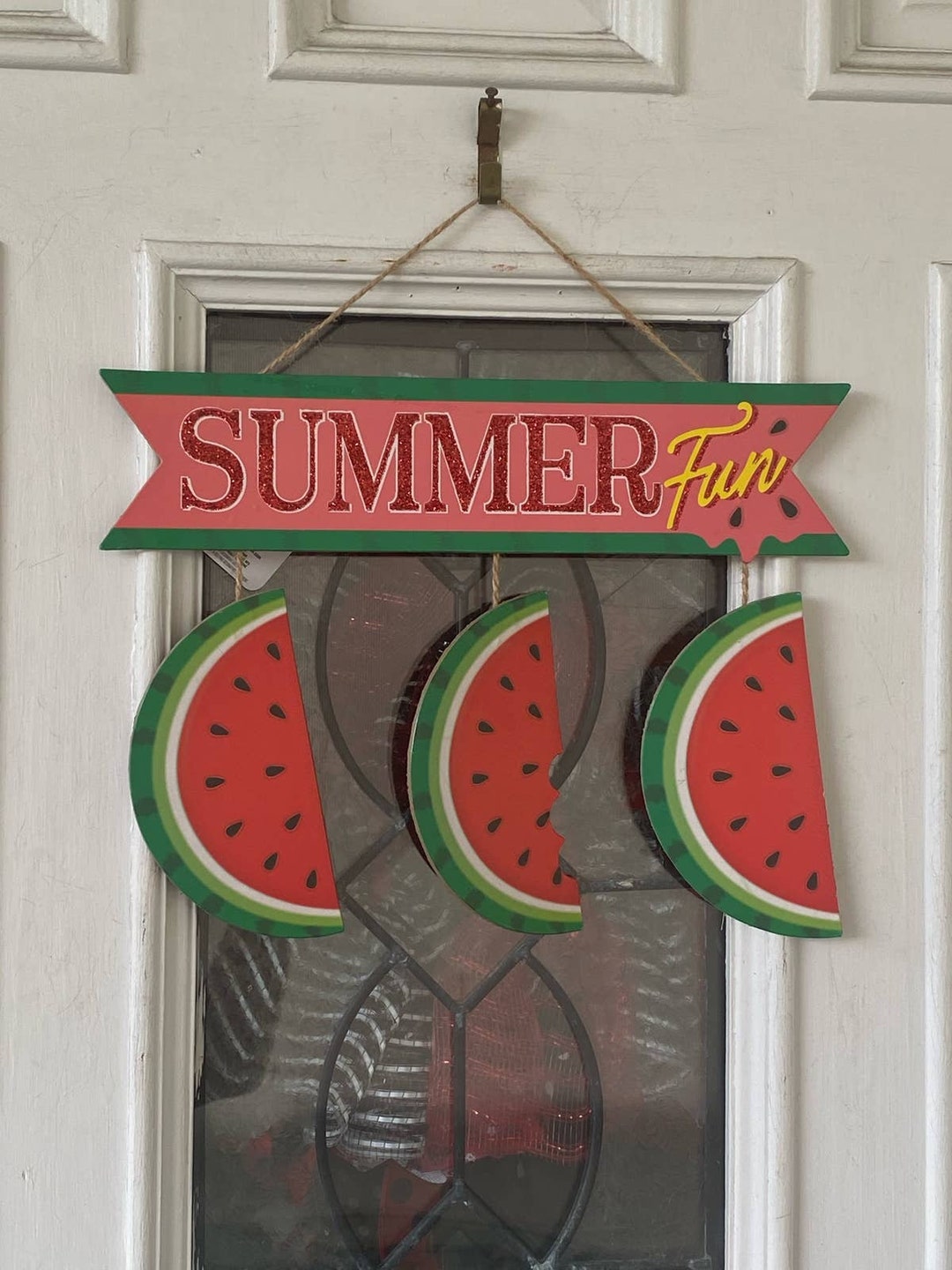 Summer Fun Watermelon Wreath Sign Hanging Wooden Sign Door Hanger Wall ...