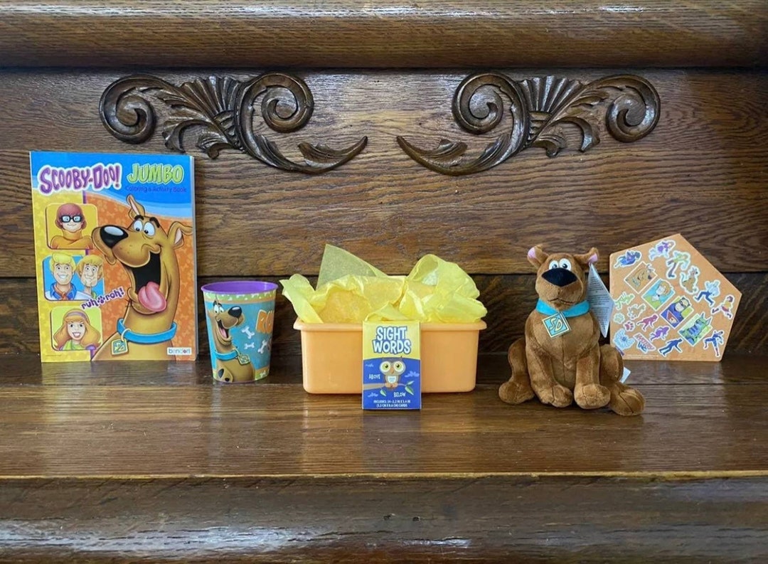 Plush Scooby Doo Gift Basket Stickers Cup Coloring Activity Book Cards ...