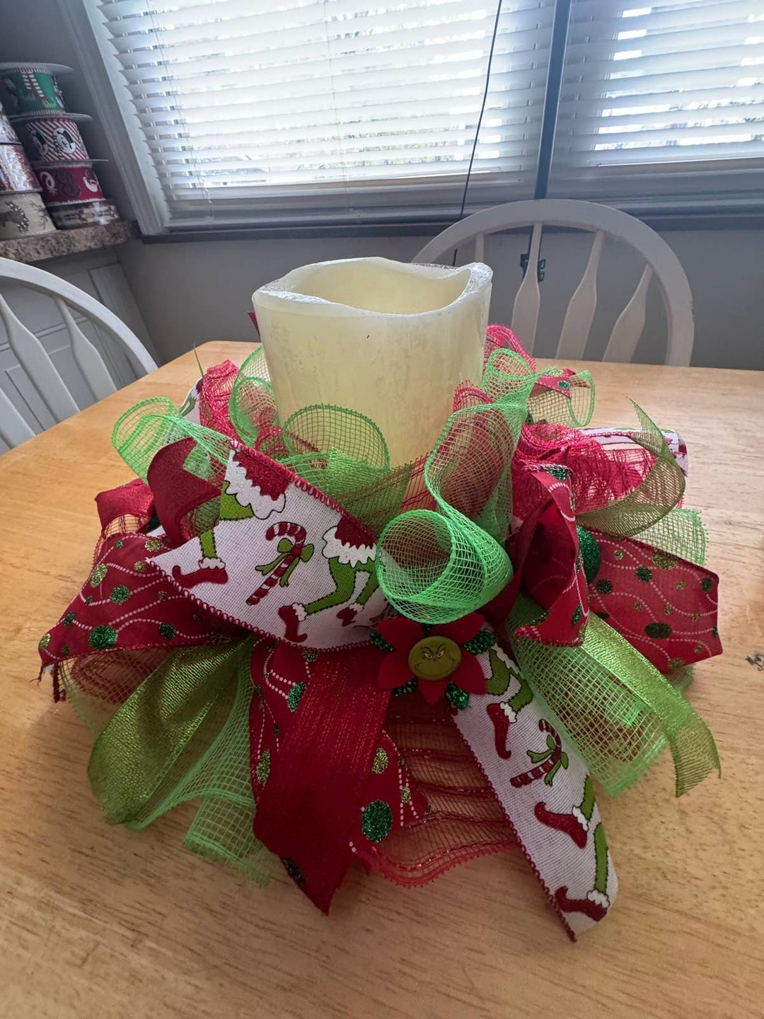 Grinch Candle Holder Centerpiece End Table Decoration Handcrafted ...