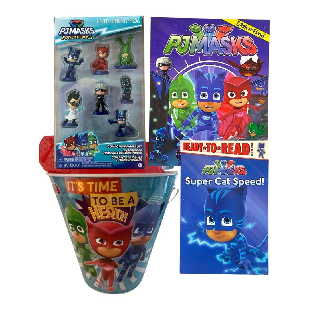PJ Masks Gift Set – Collectible Figures, Books & Hero Bucket – Birthday ...